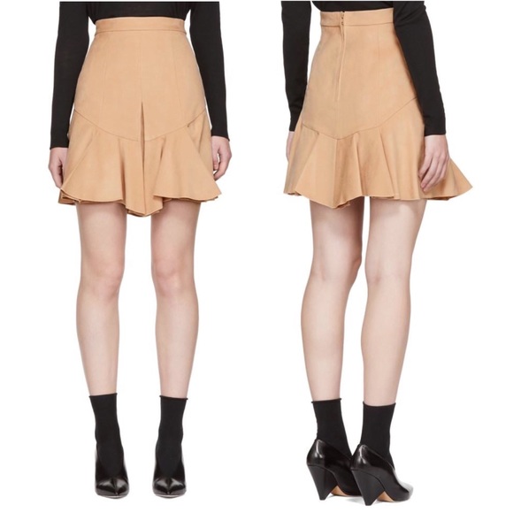 Isabel Marant | Skirts | Isabel Marant Suede Parma Peach Pleat Ruffle ...